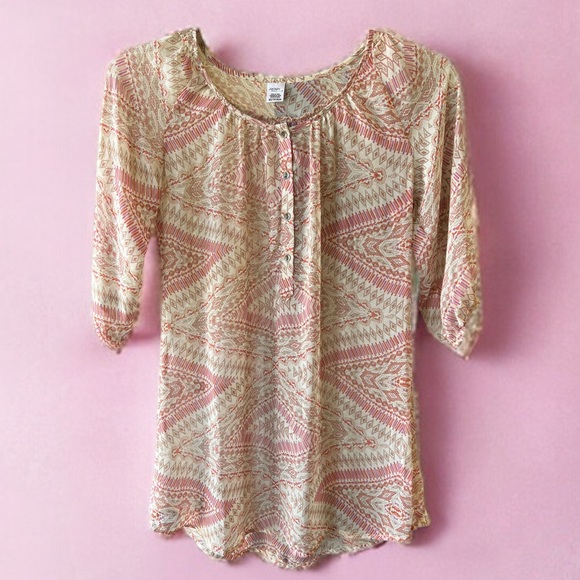 Jockey | Tops | 35 Jockey Sheer Diamond Print Pink Tan Blouse | Poshmark
